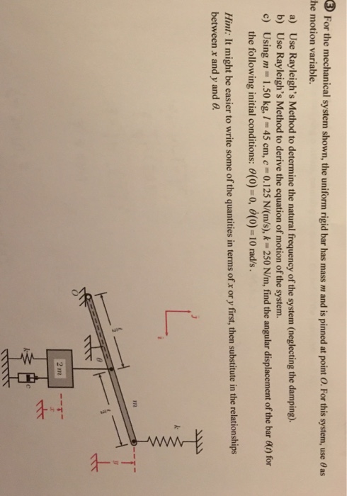 For the mechanical system shown, the uniform rigid | Chegg.com