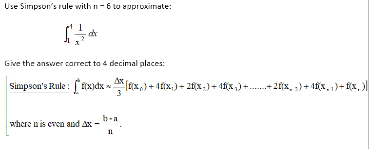 Solved Use Simpson's rule with n=6 to approximate: ∫14x21dx | Chegg.com