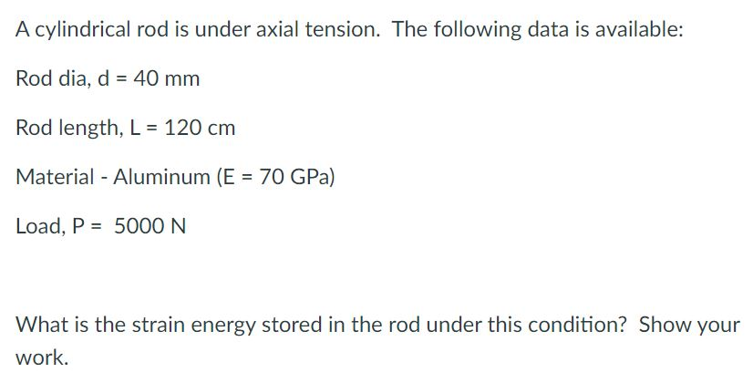 Solved A cylindrical rod is under axial tension. The | Chegg.com