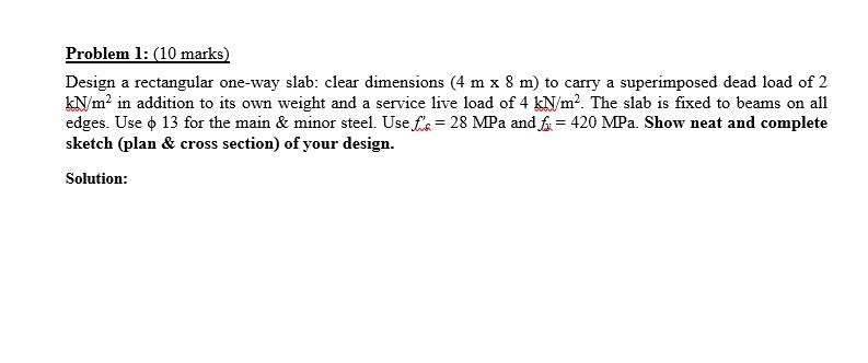 Solved Problem 1: (10 marks) Design a rectangular one-way | Chegg.com