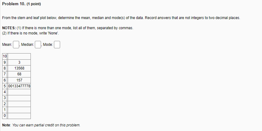 Solved From the stem and leaf plot below, determine the | Chegg.com