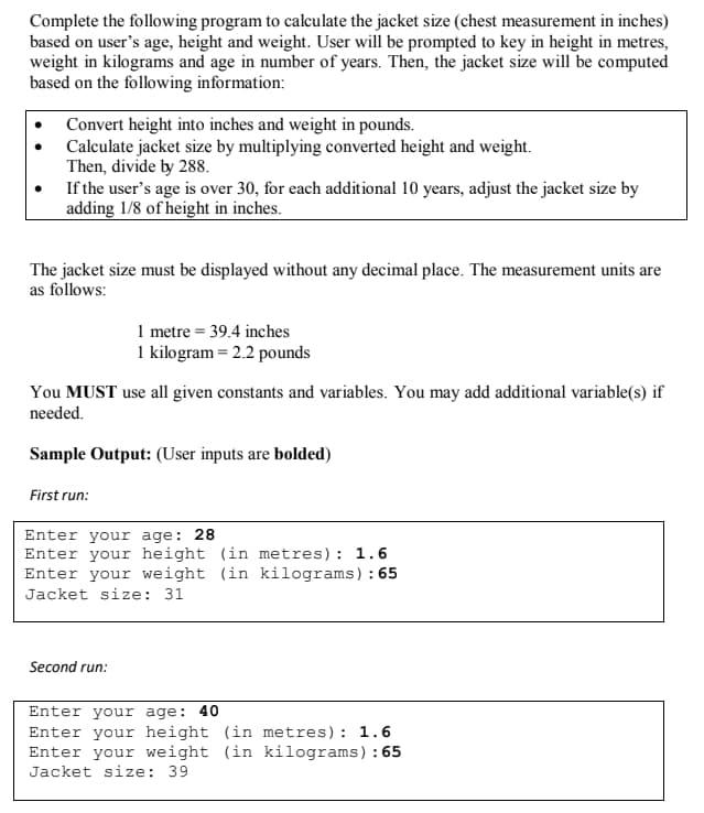 Solved Complete the following program to calculate the | Chegg.com