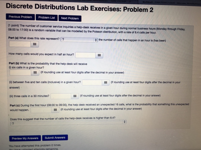 Solved Discrete Distributions Lab Exercises: Problem 2 | Chegg.com
