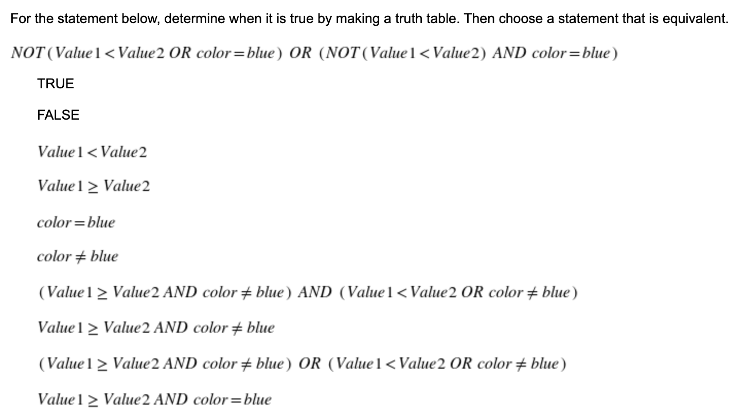 Solved For the statement below, determine when it is true by | Chegg.com