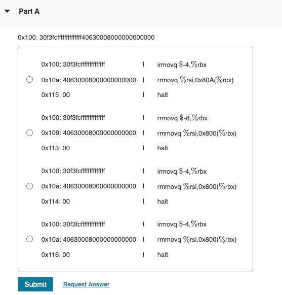 Solved For each byte sequence listed, determine the Y86 | Chegg.com