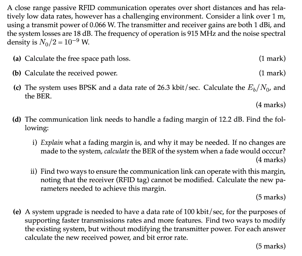 A close range passive RFID communication operates | Chegg.com