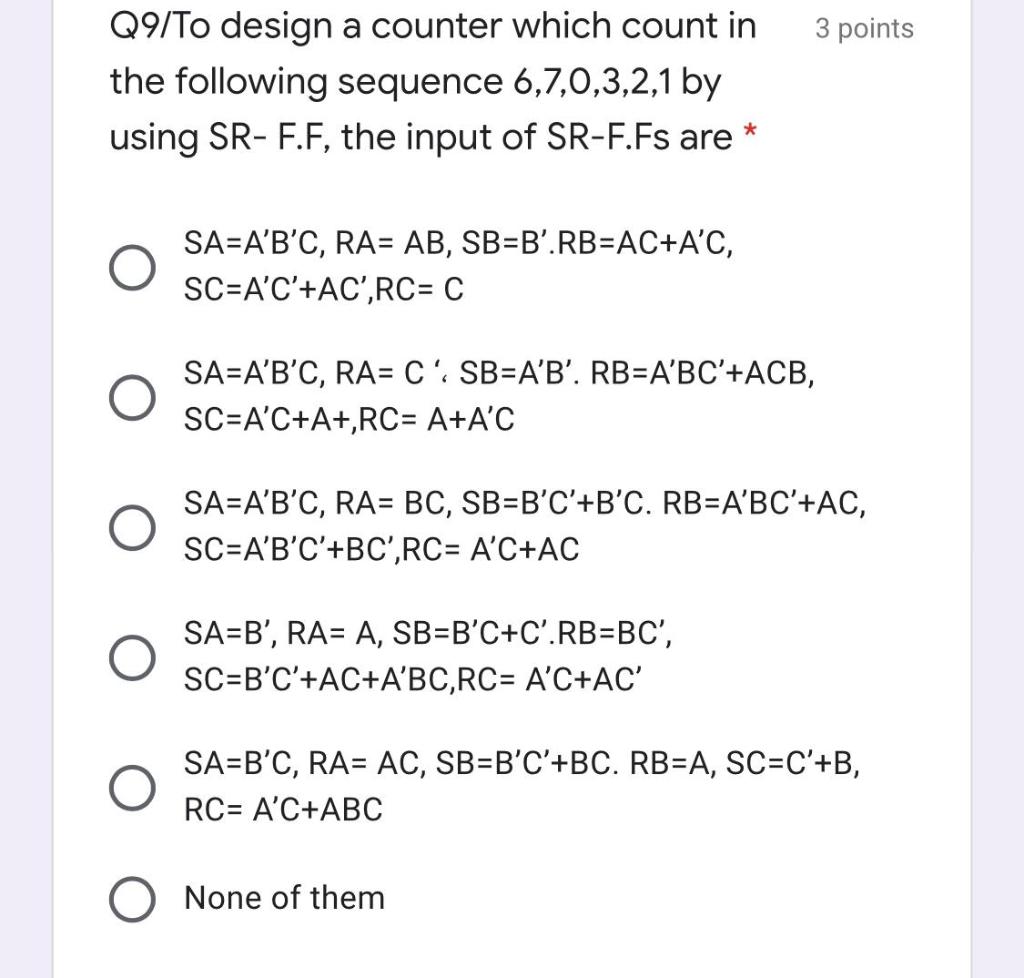 Solved 3 points Q9/To design a counter which count in the | Chegg.com