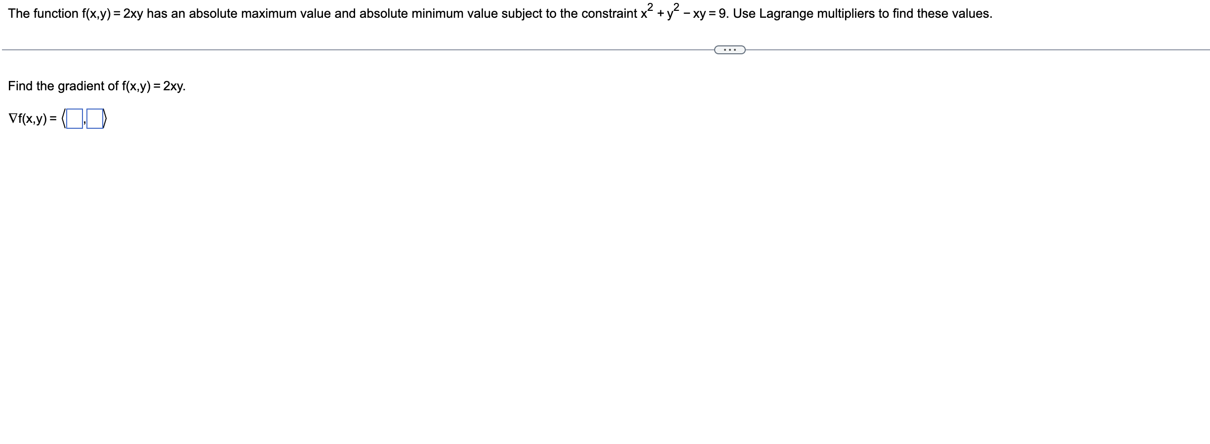 Solved The function f(x,y)=2xy has an absolute maximum value | Chegg.com