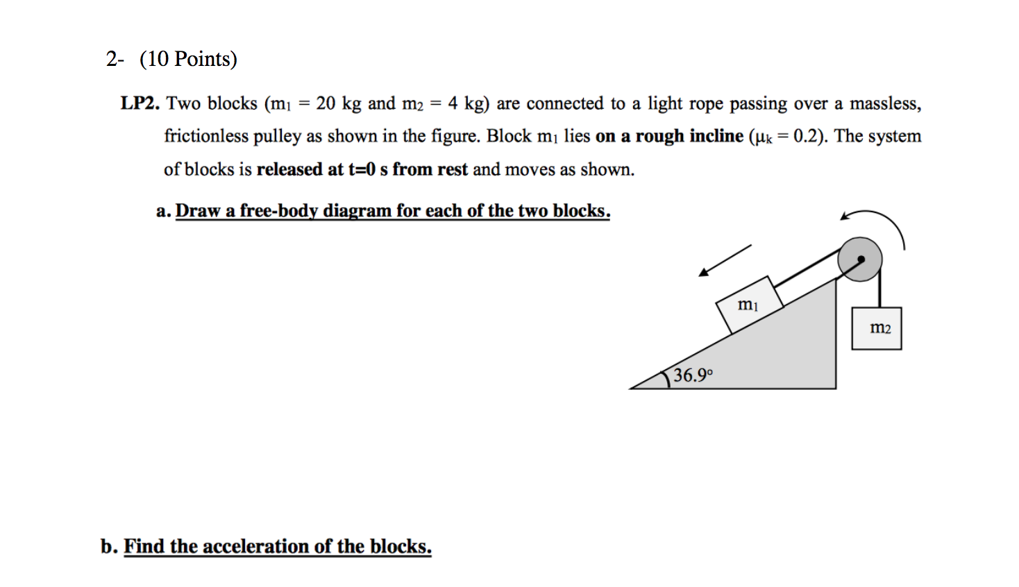 Solved 2- (10 Points) LP2. Two blocks (mı = 20 kg and m2 4 | Chegg.com
