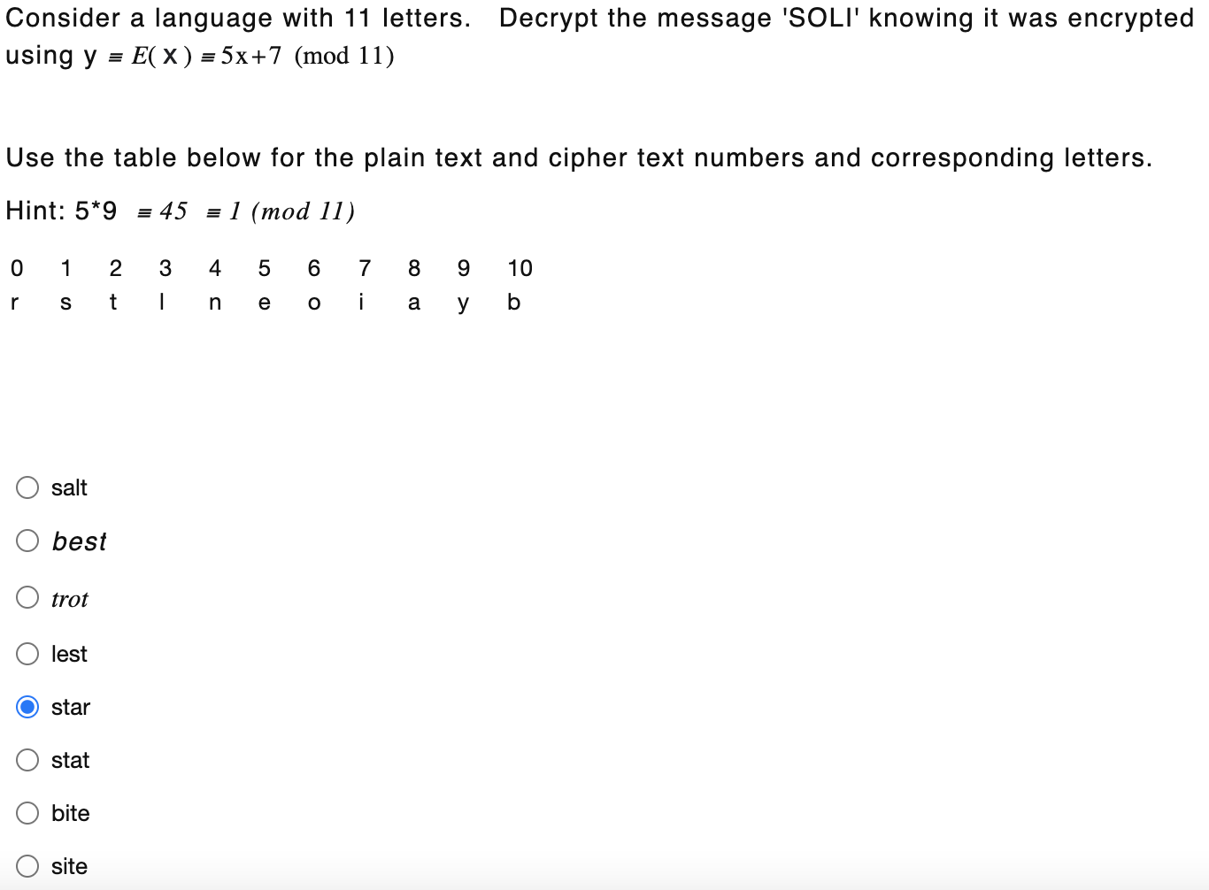 Solved Consider a language with 11 letters. Decrypt the | Chegg.com