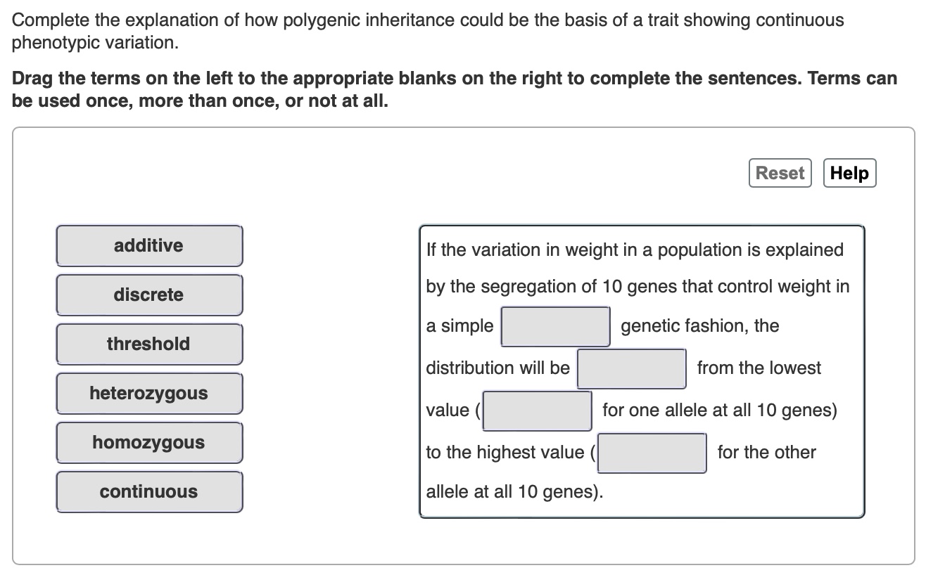 Solved Complete the explanation of how polygenic inheritance | Chegg.com