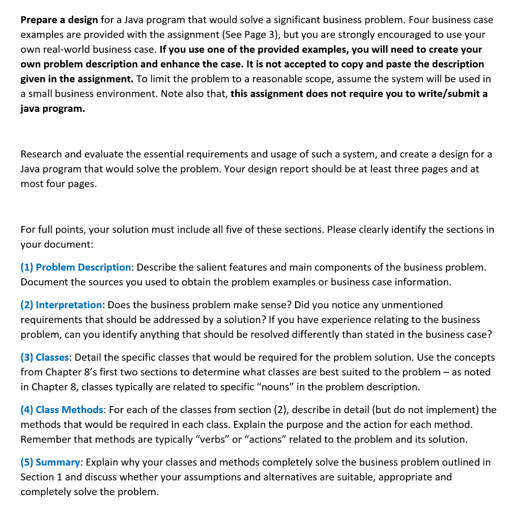 Prepare a design for a Java program that would solve | Chegg.com