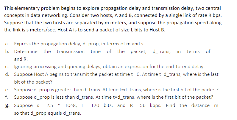 Solved This elementary problem begins to explore propagation | Chegg.com