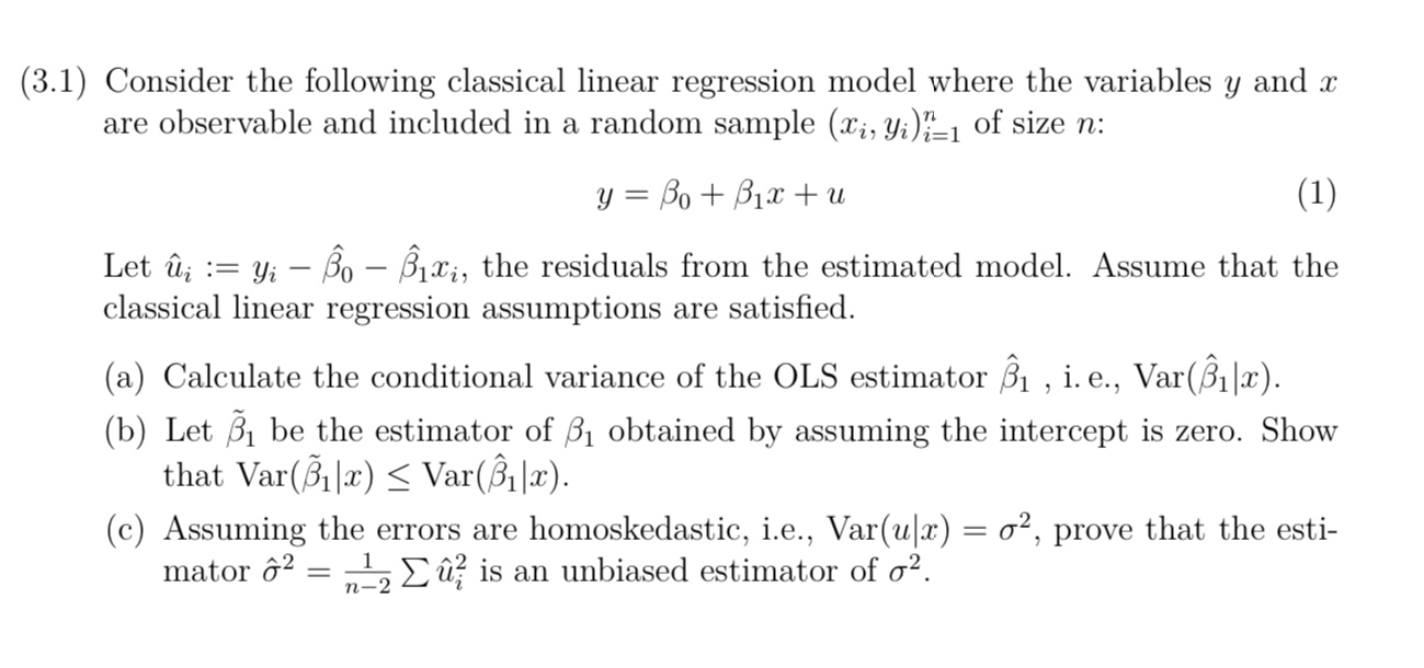 Solved 31 ﻿consider The Following Classical Linear 