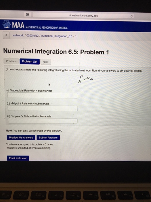 Solved Approximate The Following Integral Using The 