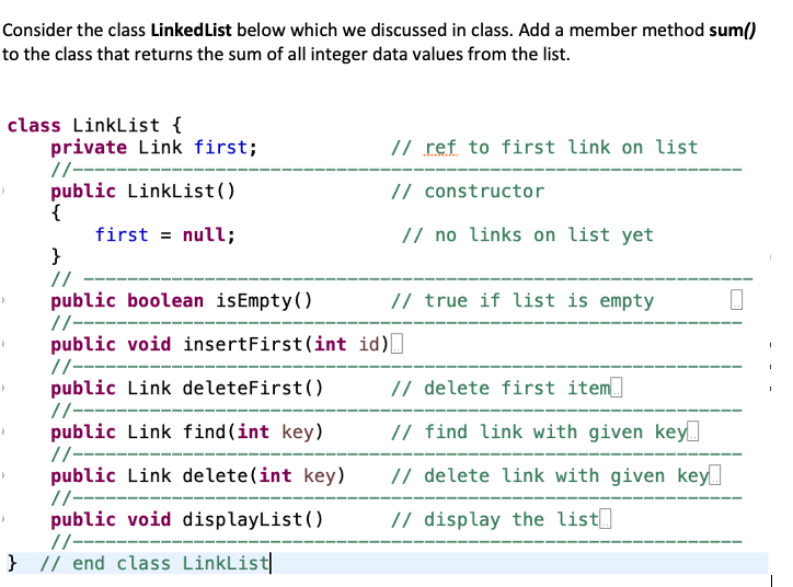 Solved Consider the class LinkedList below which we | Chegg.com