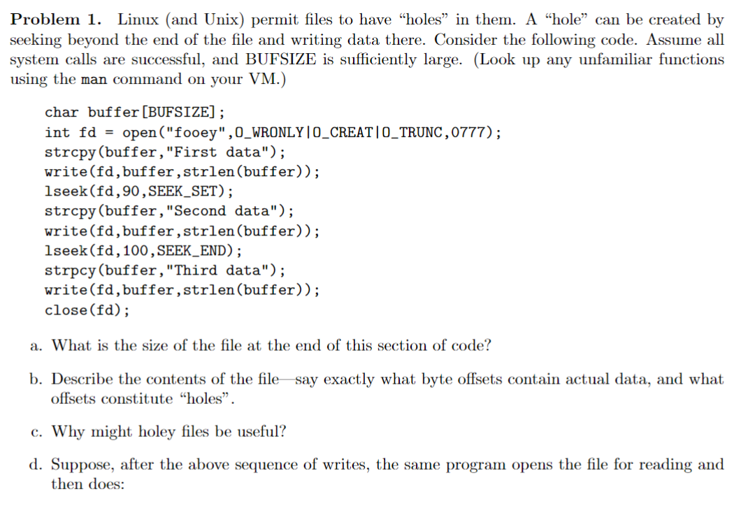 Solved Problem 1. Linux (and Unix) permit files to have | Chegg.com