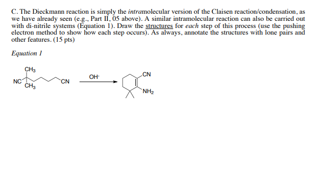 Solved C. ﻿The Dieckmann reaction is simply the | Chegg.com