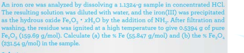 Solved An Iron Ore Was Analyzed By Dissolving A 1 1324 9