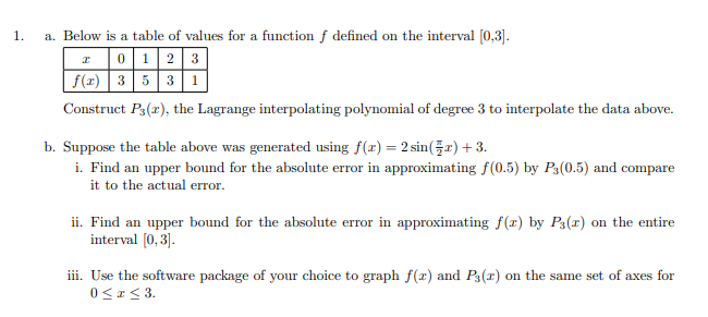 Solved 1. a. Below is a table of values for a function f | Chegg.com