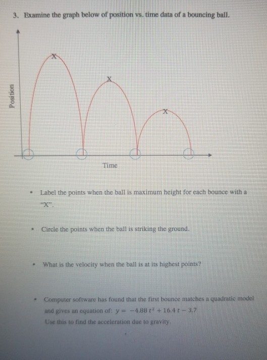 Solved 3. Examine the graph below of position vs. time data | Chegg.com
