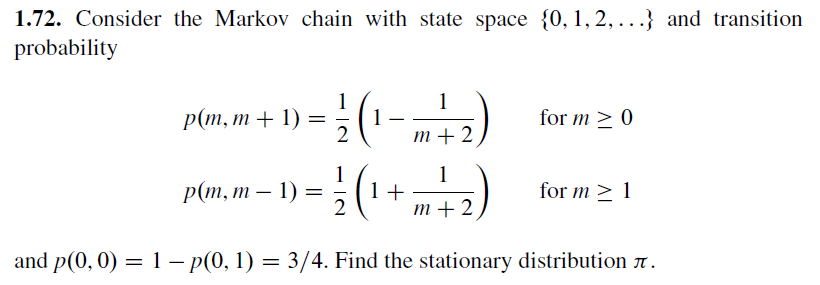Solved 1.72. Consider the Markov chain with state space | Chegg.com