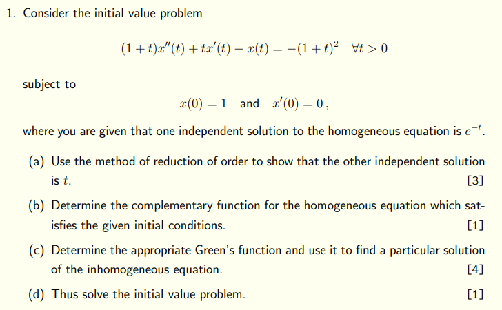 Solved 1. Consider the initial value problem | Chegg.com