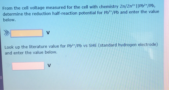 Solved Pb-/pb, From the cell voltage measured for the cell | Chegg.com