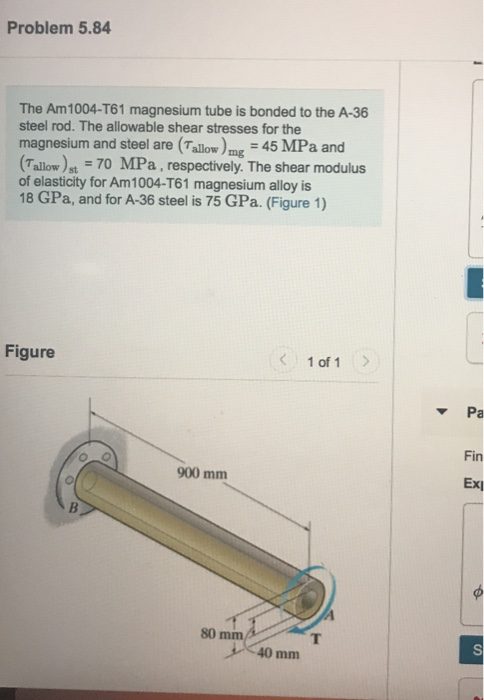 Solved Problem 5.84 The Am1004-T61 magnesium tube is bonded | Chegg.com