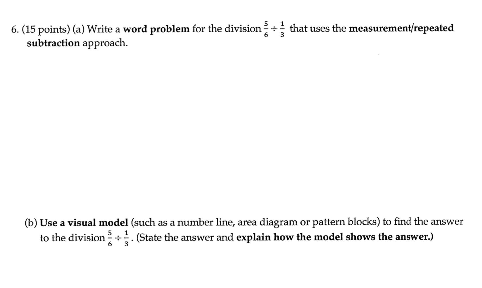 Solved 6 15 Points a Write A Word Problem For The Chegg