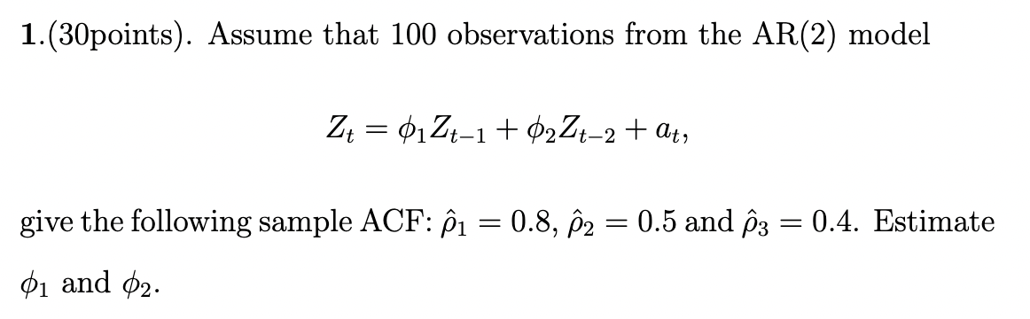 Solved 1.(30points). Assume that 100 observations from the | Chegg.com