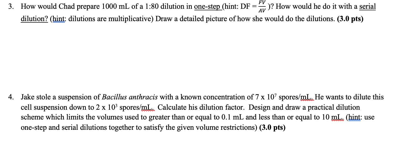 Solved 3. How would Chad prepare 1000 mL of a 1:80 dilution | Chegg.com