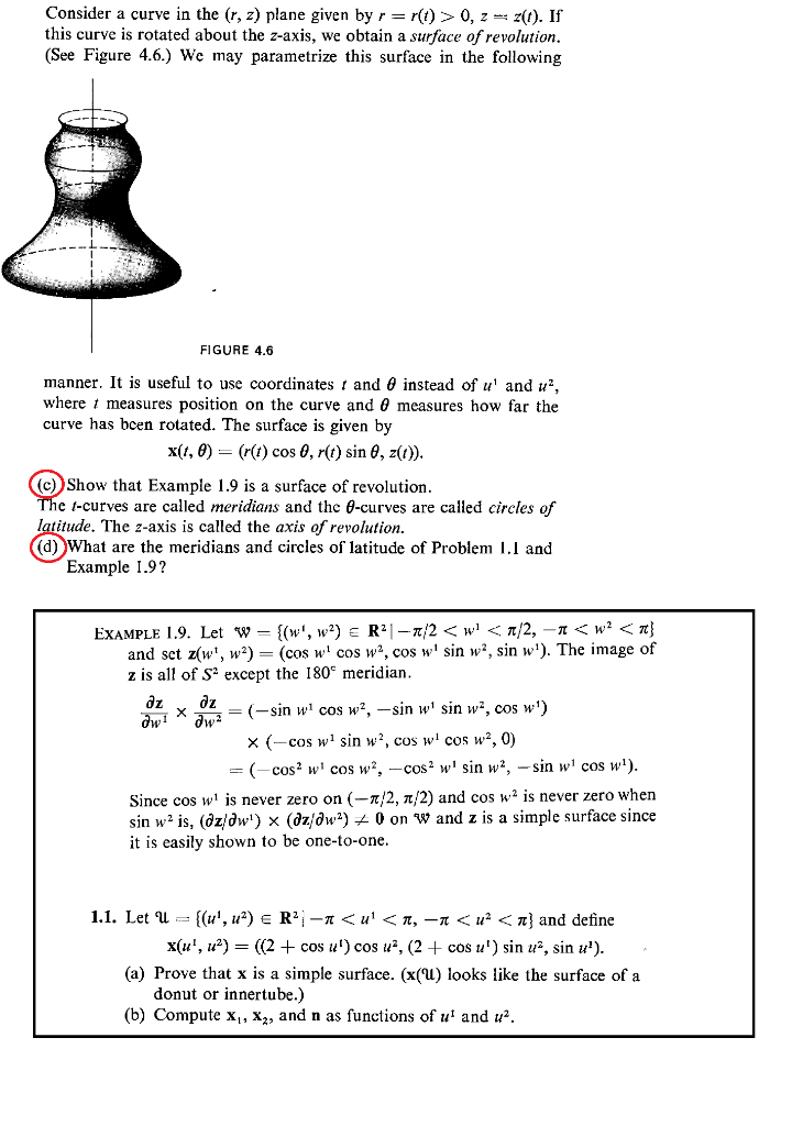 Solved Differential Geometry: Show that Example 1.9 is a | Chegg.com