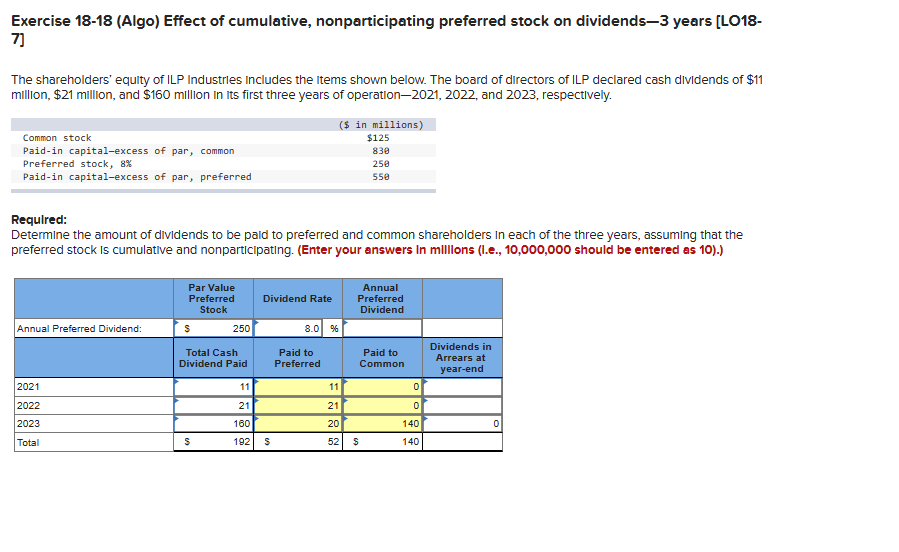 Solved Exercise 18-18 (Algo) Effect of cumulative, | Chegg.com