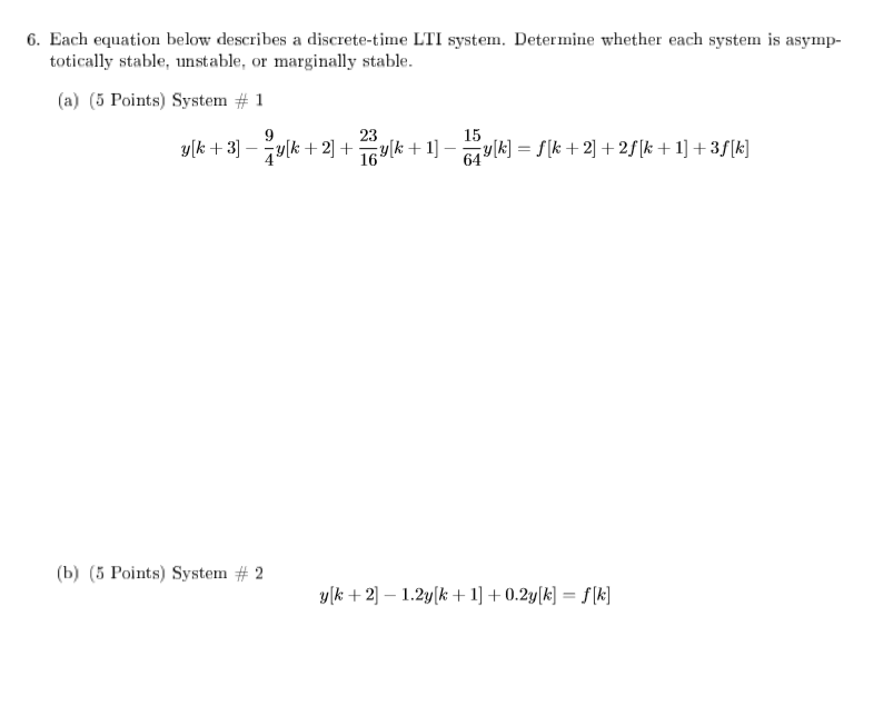 Solved 6. Each equation below describes a discrete-time LTI | Chegg.com