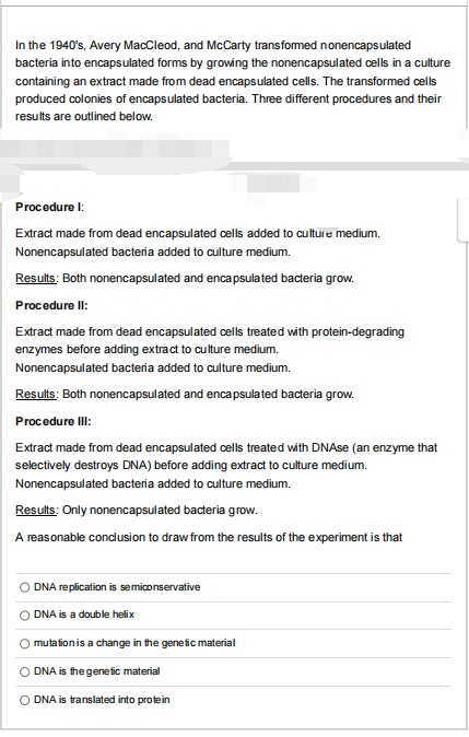 Solved In the 1940's, Avery MacCleod, and McCarty | Chegg.com