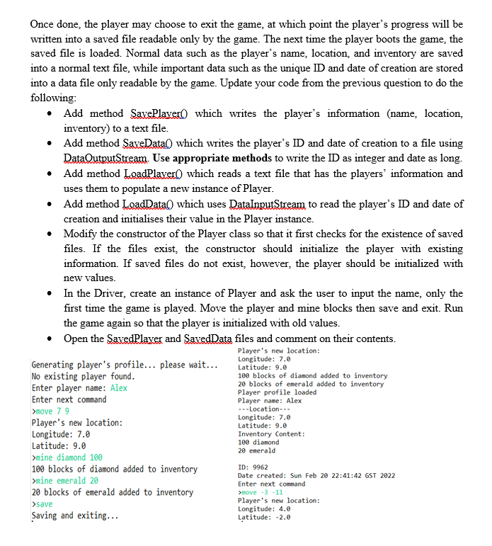 Solved Once done, the player may choose to exit the game, at | Chegg.com