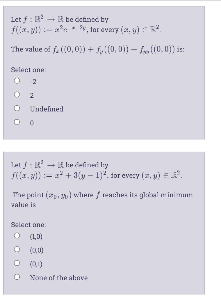 Solved Let f : R2 + R be defined by f((x, y)) := x'e-x-2y, | Chegg.com