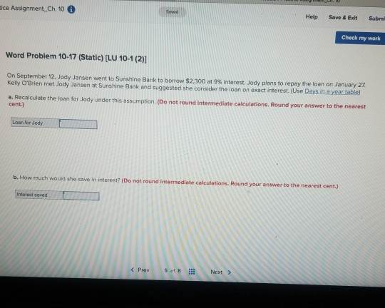 Solved ce Assignment Ch 10 Help Save & Exit Subm Check my | Chegg.com
