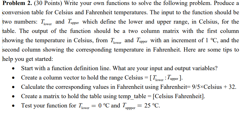 Solved Problem 2. (30 Points) Write your own functions to | Chegg.com
