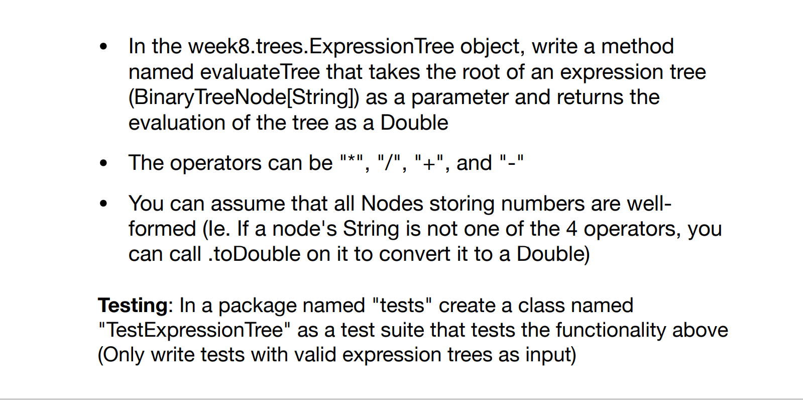In the week8.trees. Expression Tree object, write a | Chegg.com