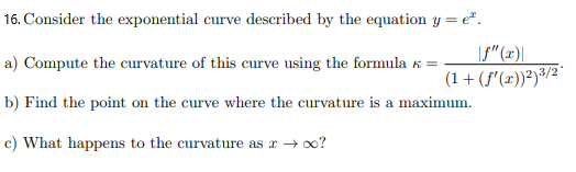Solved 16. Consider the exponential curve described by the | Chegg.com