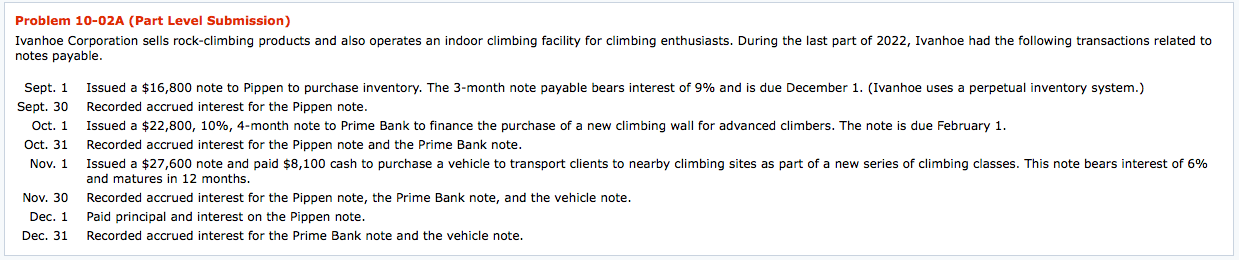 Solved Problem 10-02A (Part Level Submission) Ivanhoe | Chegg.com