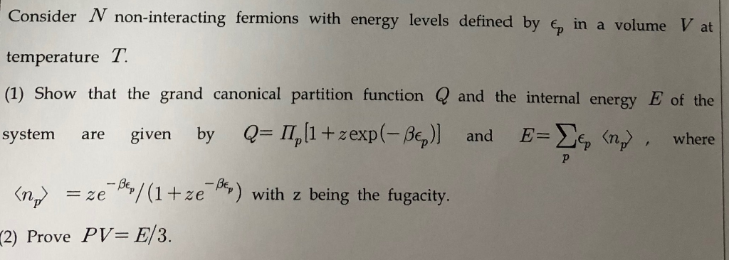 Solved Consider N non-interacting fermions with energy | Chegg.com