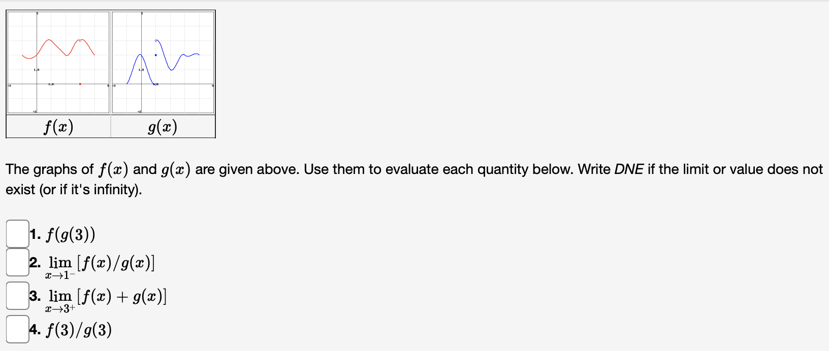 Solved The graphs of f(x) and g(x) are given above. Use them | Chegg.com