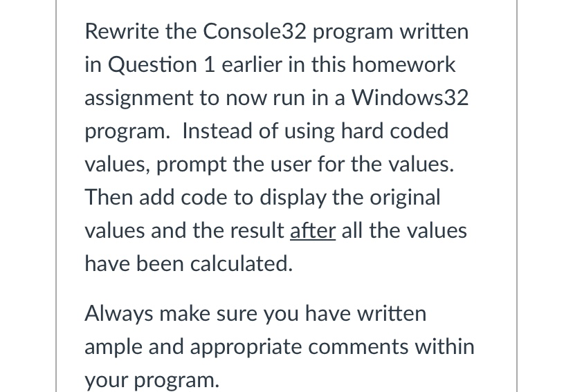 Solved Write an Assembly Language console32 program that | Chegg.com
