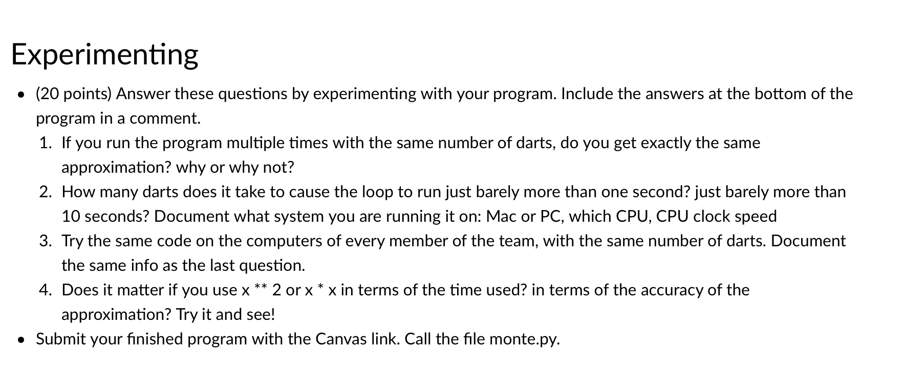 - You throw random darts at the square, by generating | Chegg.com