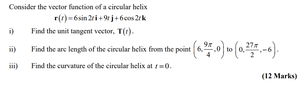 Solved Consider the vector function of a circular helix | Chegg.com