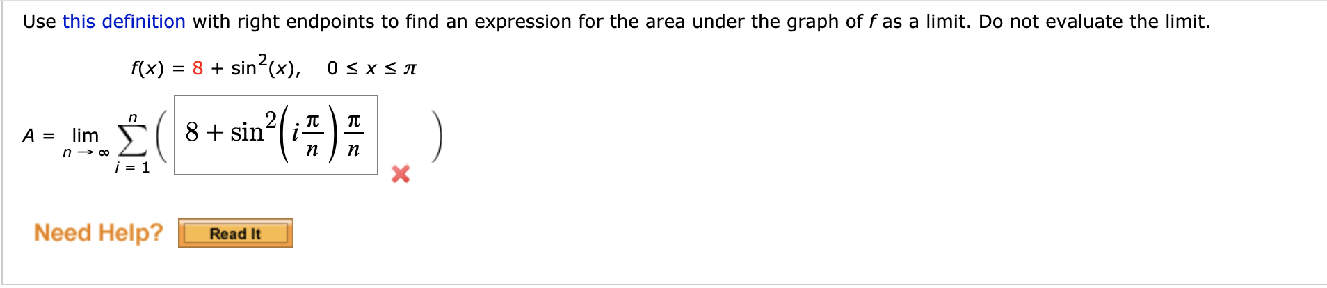 Solved Use this definition with right endpoints to find an | Chegg.com