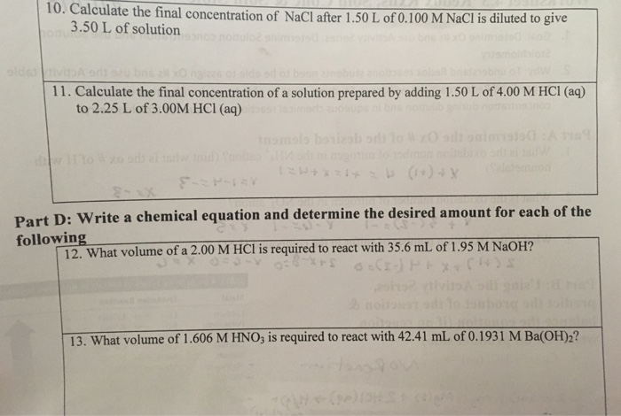 Solved :Calculate the concentration or desired amount for | Chegg.com